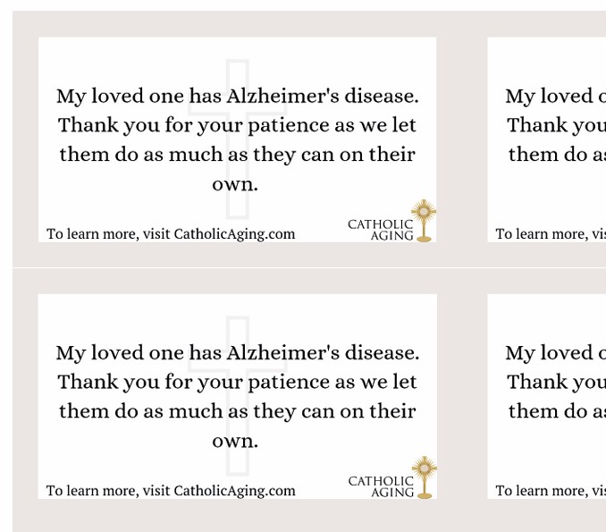 Printable Alzheimer’s Cards | Peace with Dementia Rosary